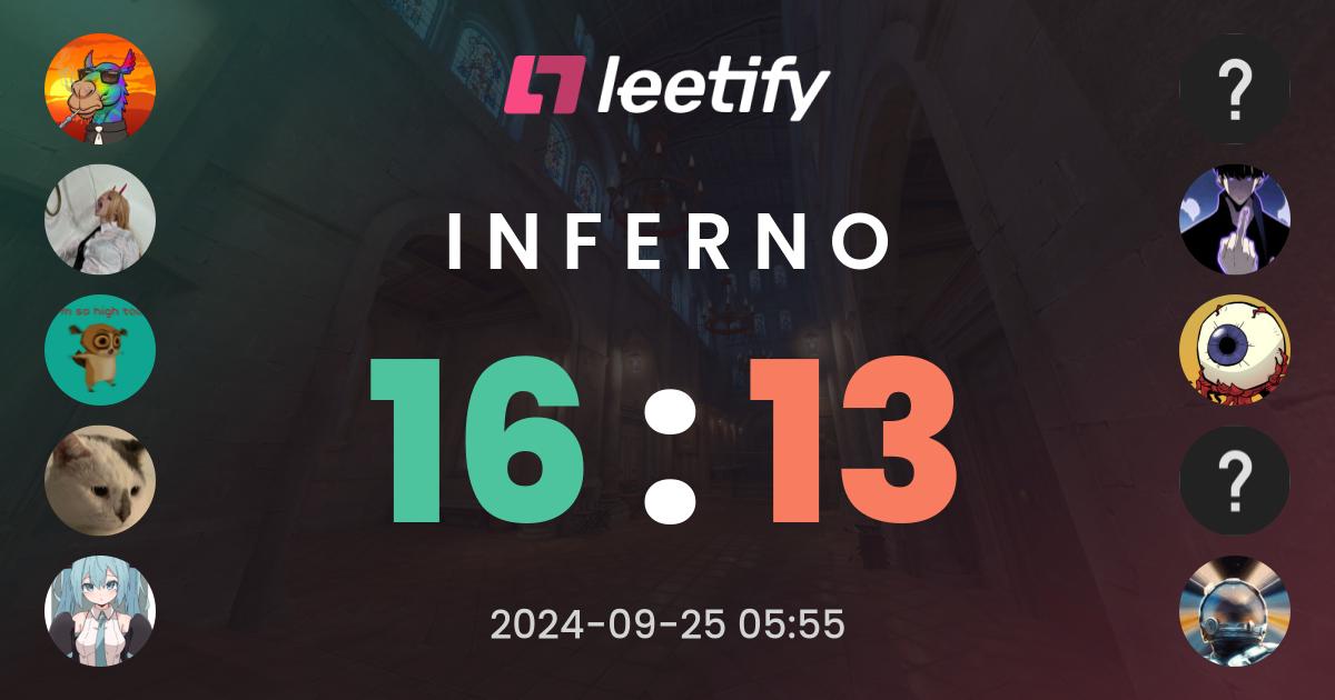 16 : 13 on Inferno – Leetify