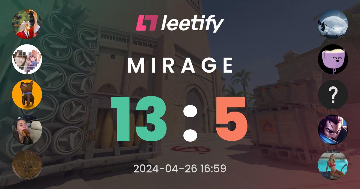 13 : 5 on Mirage – Leetify