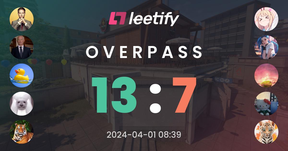 13 : 7 on Overpass – Leetify