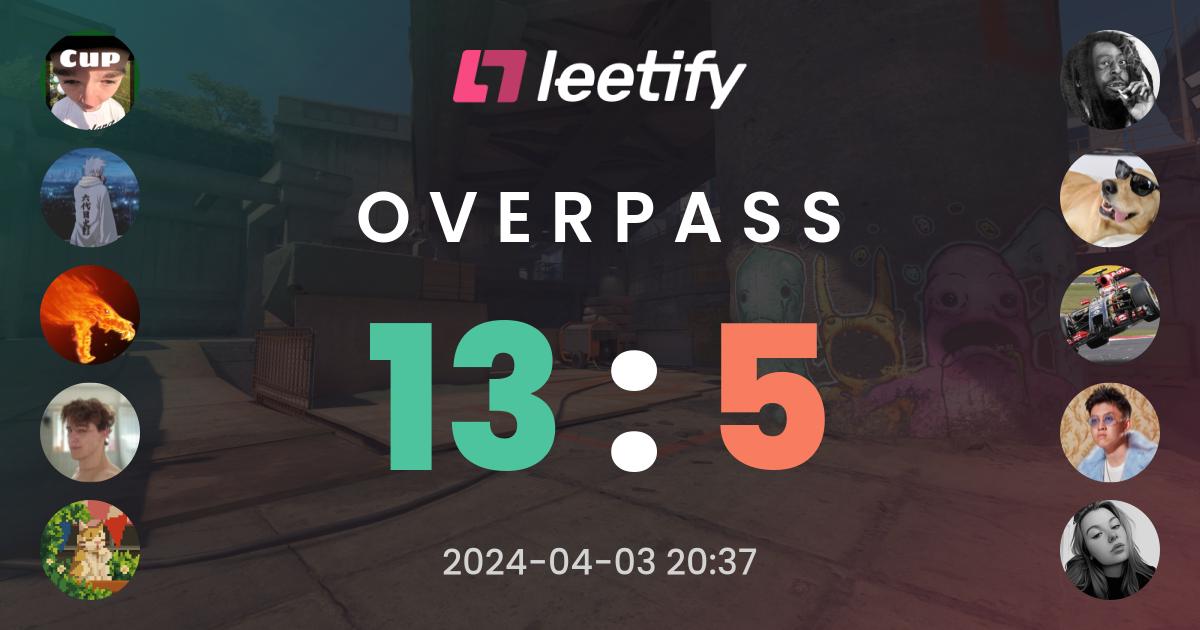 13 : 5 on Overpass – Leetify